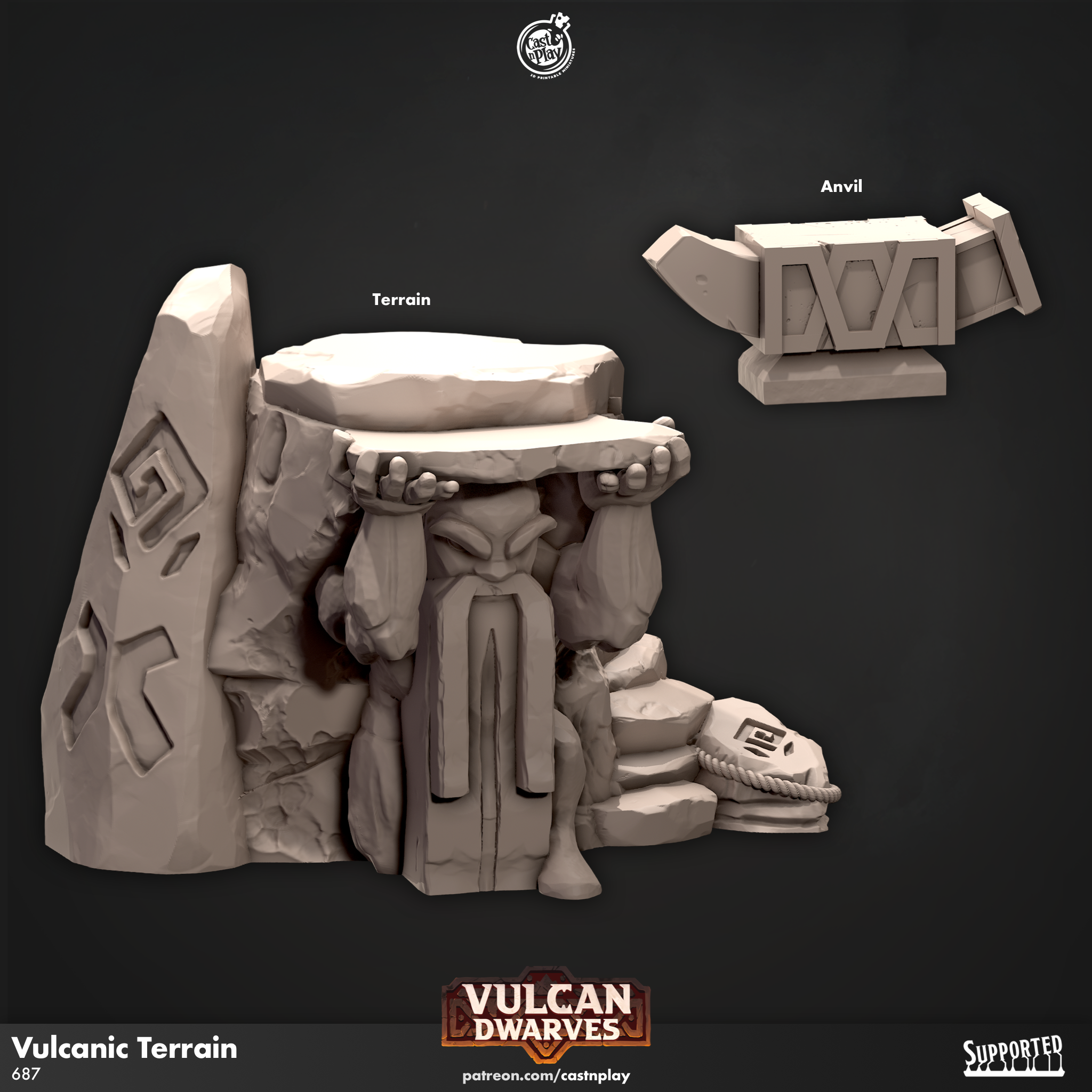 Vulcanic Terrain - Vulcan Dwarves | Cast N Play | Resin – 3D Creatables